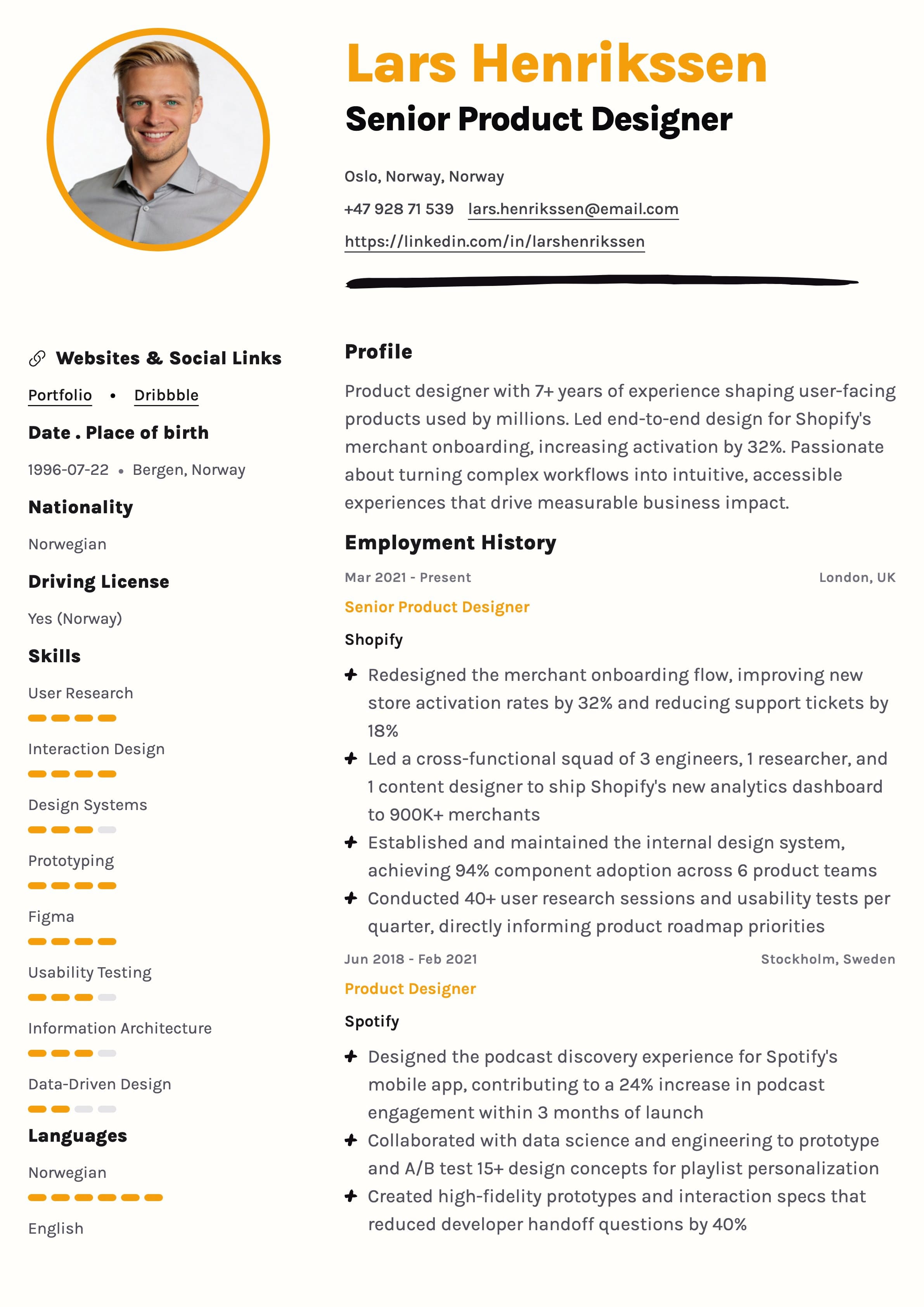 Norway CV Templates | Norwegian job application CV format | CV Pro Maker
